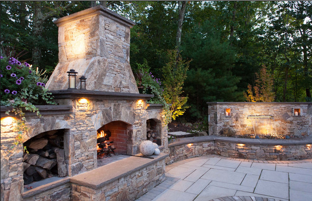 Natural Stone Veneer Outdoor Fireplace - Traditional - Patio - Boston ...