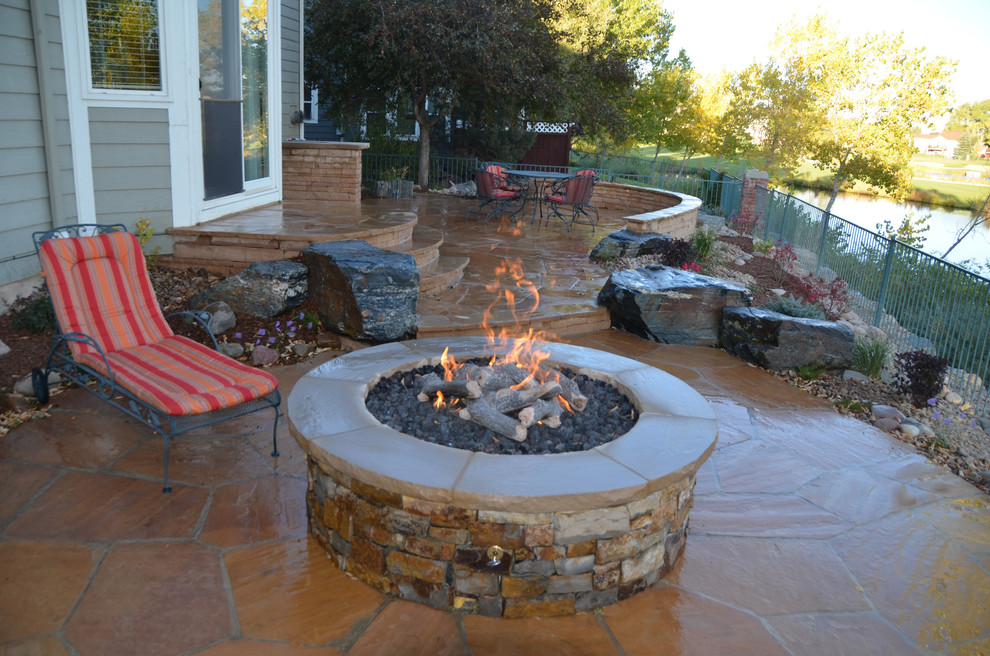 Naturalistic Patio with Custom Fire Pit - Traditional - Patio - Denver ...