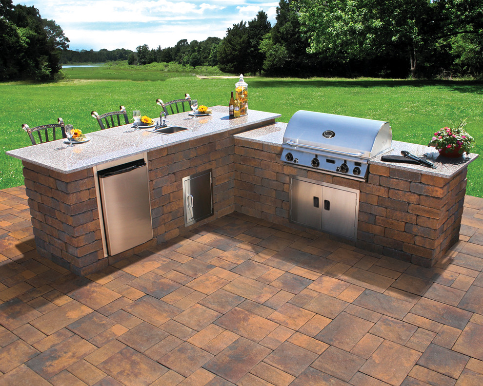 Nicolock Outdoor Kitchen and Grill - Contemporary - Patio - New York ...
