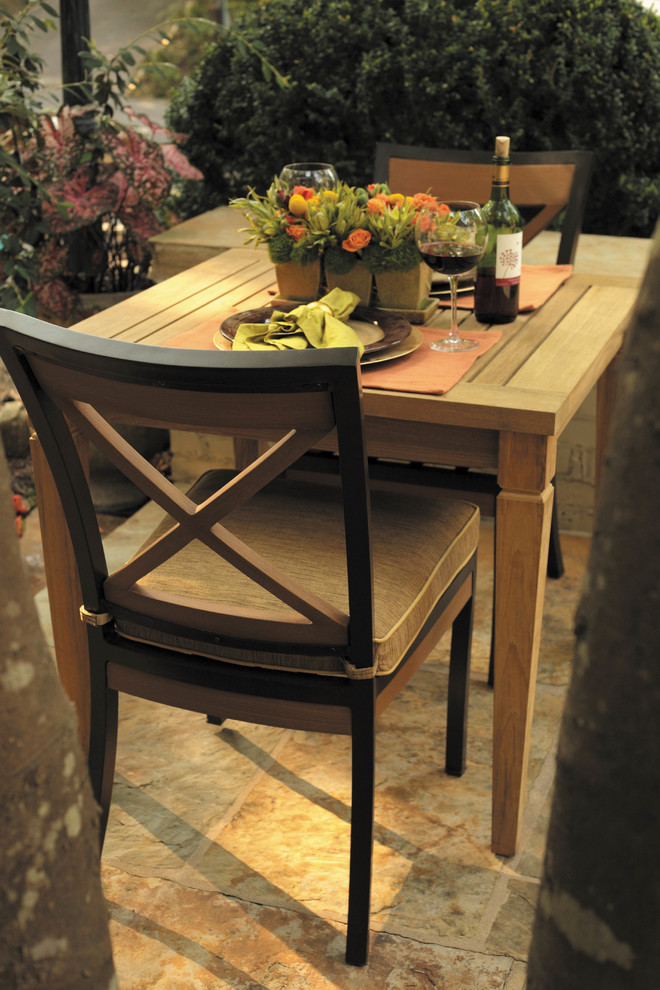 Outdoor chairs of aluminum and resysta and teak table - Traditional ...