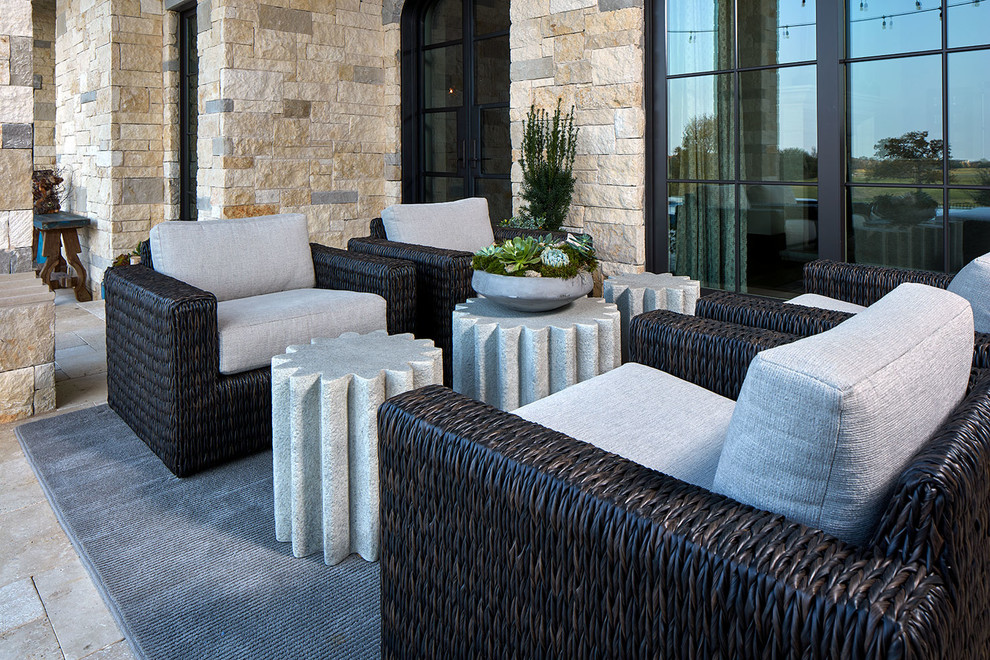 Outdoor Cocktail Tables with Woven Upholstered Club Chairs ...