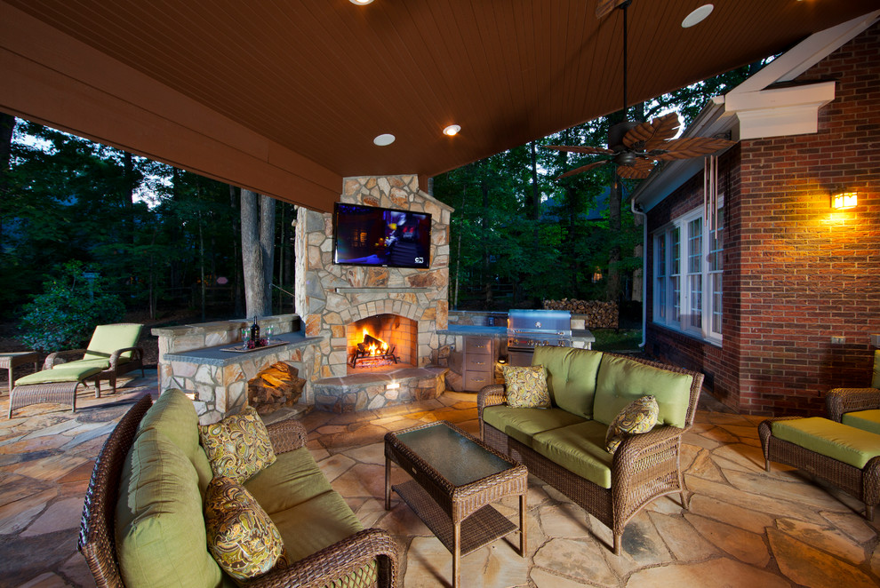 Covered Patio Oasis - Rustic - Patio - Charlotte - by The Stone Man | Houzz