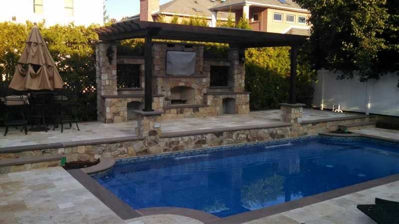 Outdoor Entertainment Living Space with Swimming Pool - Mediterranean - Patio - New York - by ...