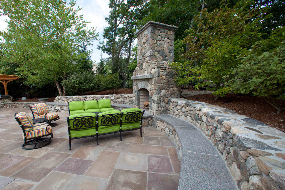 Outdoor Fireplace and Pool - Traditional - Patio - Boston - by ...
