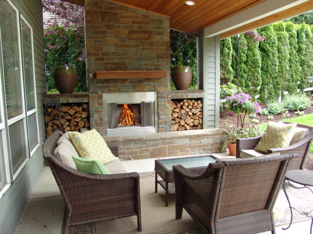 Outdoor Fireplace. Bull Mountain - Traditional - Patio - Portland - by ...