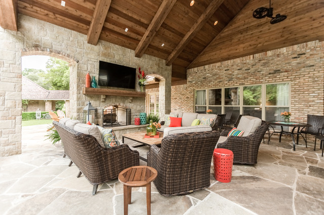 Outdoor Kitchen Addition - Traditional - Patio - Dallas | Houzz UK