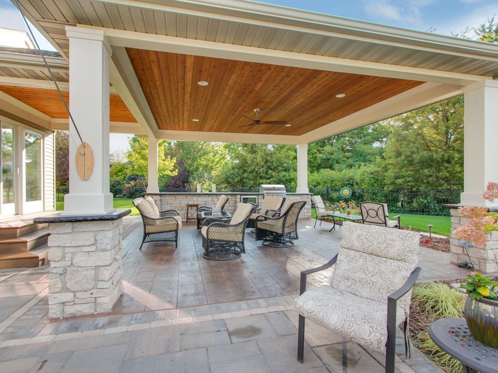 Outdoor Kitchen and Covered Back Porch - Traditional - Patio - Chicago ...