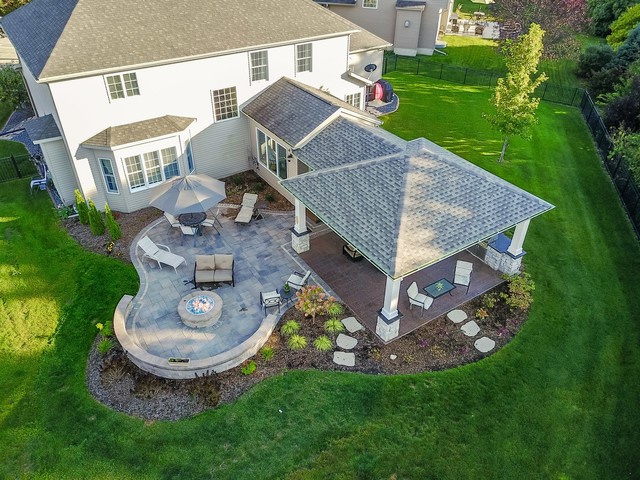 Outdoor Kitchen and Covered Back Porch - Traditional - Patio - Chicago ...