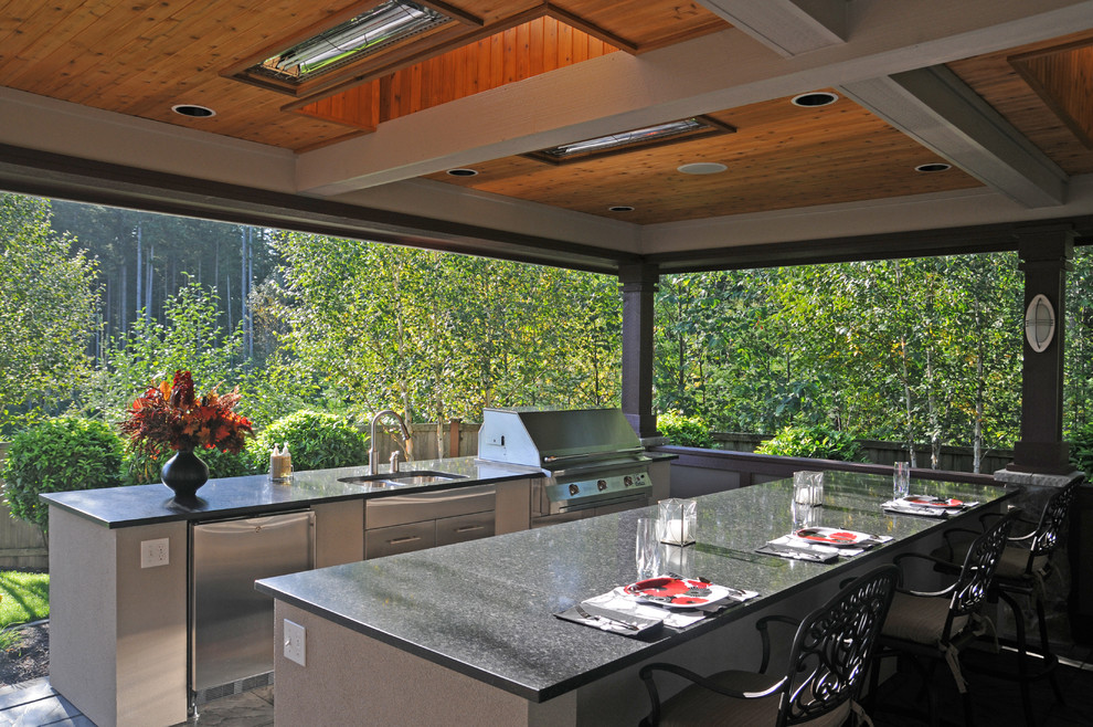 Outdoor Kitchen & Covered Patio - Transitional - Patio - Seattle - by ...