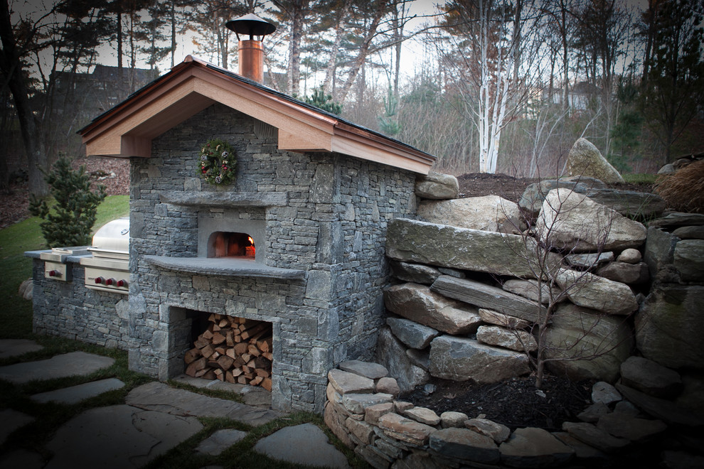 Outdoor Kitchen and Pizza Oven - Rustic - Patio - Boston - by StoneFire ...