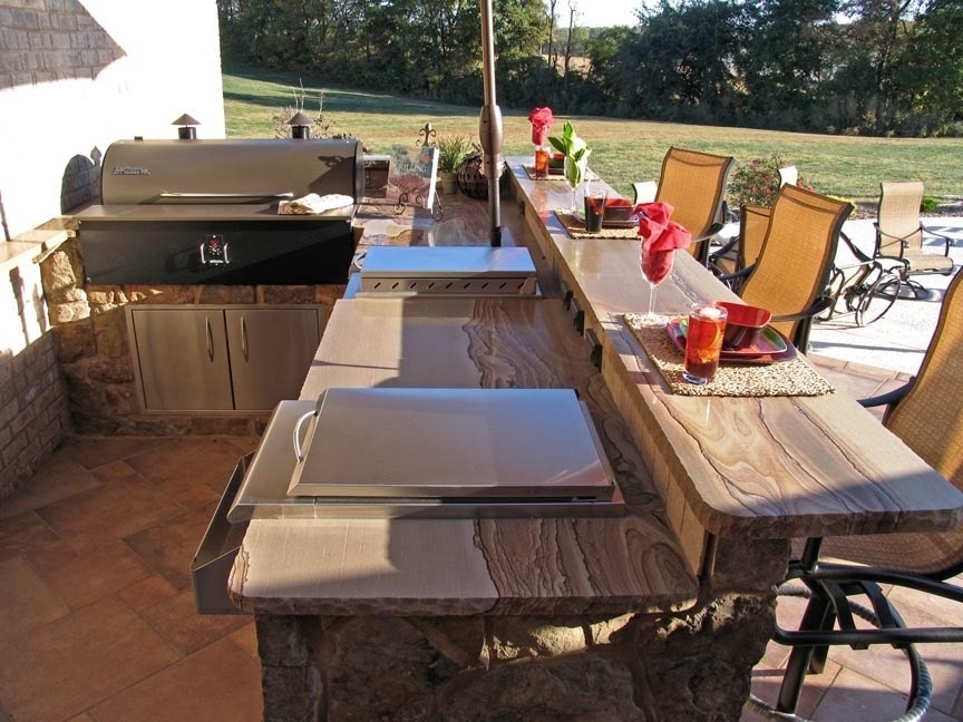 Outdoor Kitchen and Sandalwood Counters - Mediterranean - Patio ...