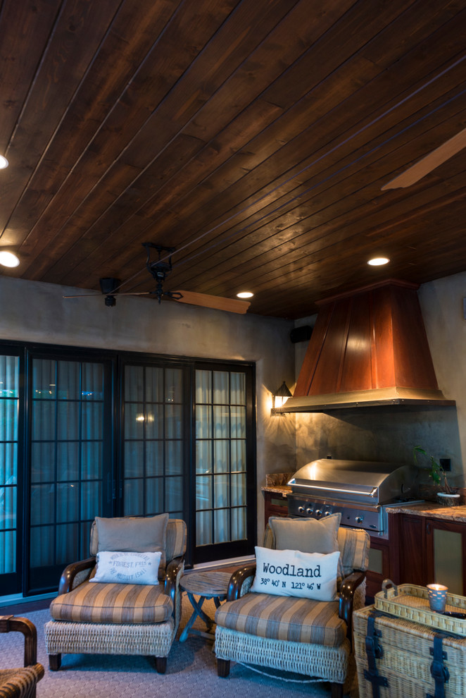 Outdoor Kitchen & Wood Plank Ceiling - Traditional - Patio - Sacramento ...