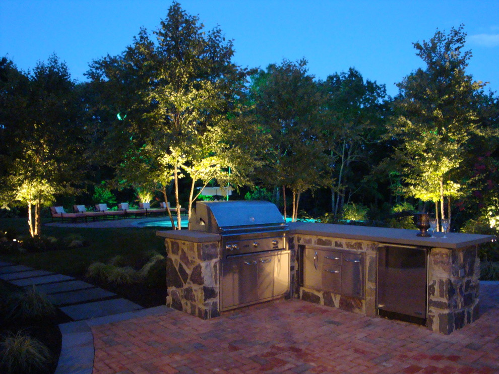 Outdoor Kitchen at Night - Traditional - Patio - New York - by Goldberg ...