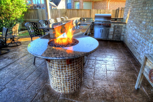 Outdoor Kitchen with fire feature - Patio - Houston - by Absolutely ...