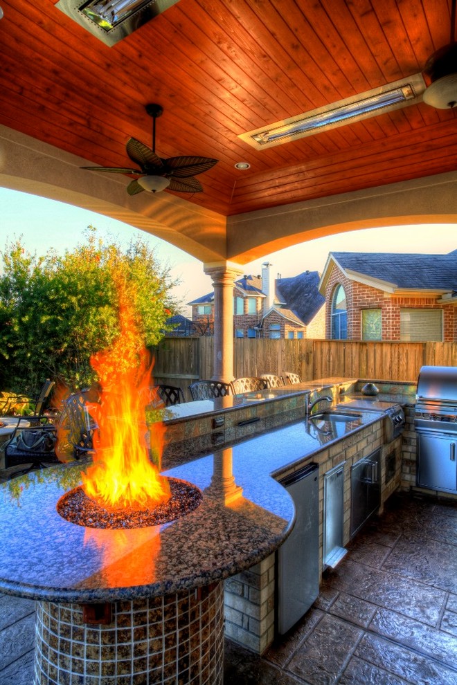 Outdoor Kitchen with fire feature - Patio - Houston - by Absolutely ...