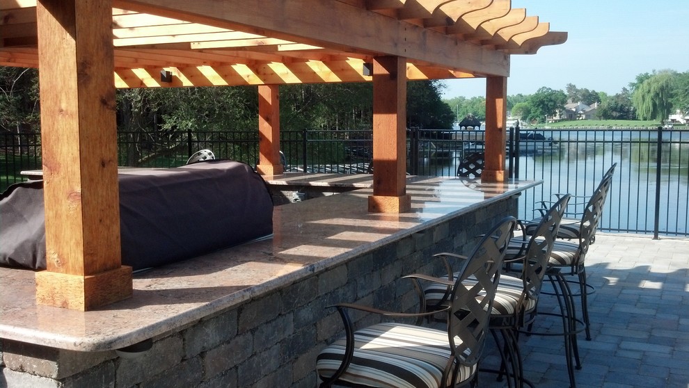 Outdoor Kitchen with Pergola Structure - Contemporary - Patio - Detroit ...