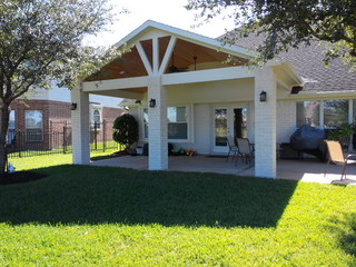 Outdoor Patio Cover Masonry Columns - Craftsman - Patio - Houston - by ...
