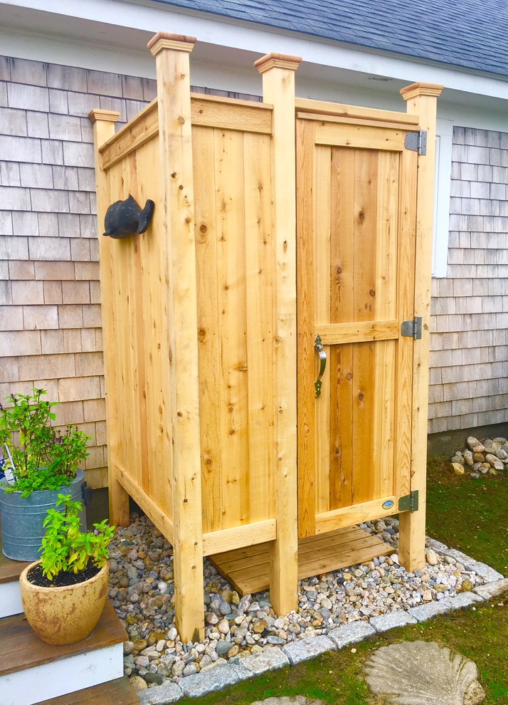 Outdoor Shower with Beach Rocks - Beach Style - Patio - Boston - by ...