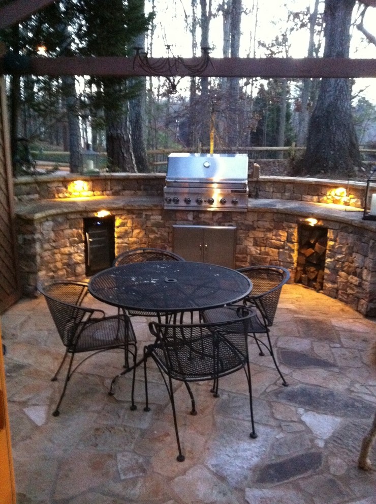 Outdoor stone fireplace grill - Traditional - Patio - Atlanta - by Oak ...