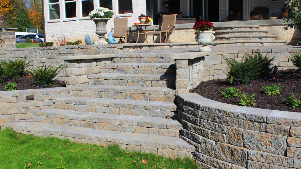 Outstanding Overlook Patio with Terraced Retaining Walls (Plainfield ...