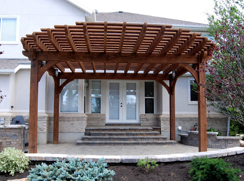 Oversize Pergola Front Entrance Makeover - Traditional - Patio - Salt ...