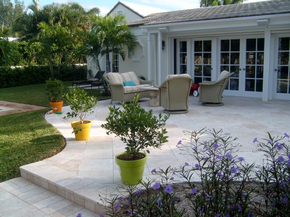 Palm Beach - Addition of Travertine Patio to back yard - Beach Style ...