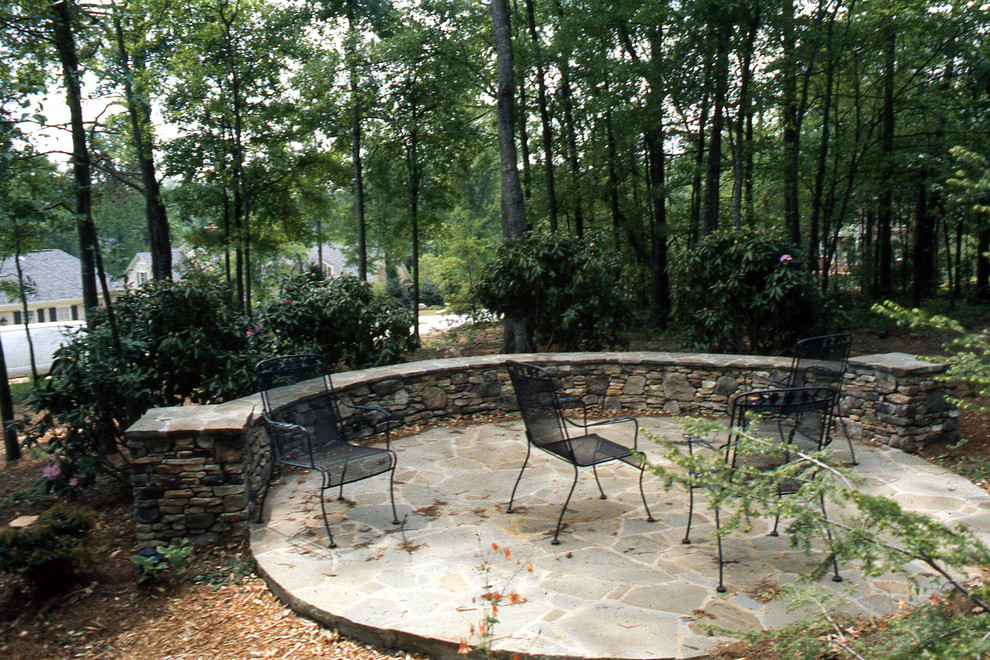 Flagstone Seating Area with Low Seat Wall - Traditional - Patio - Other ...