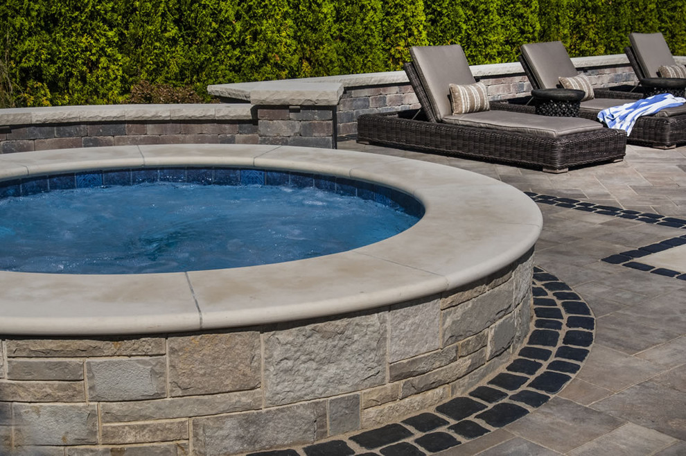 Patio with Raised Stone Spa - Patio - Chicago - by Platinum Poolcare ...