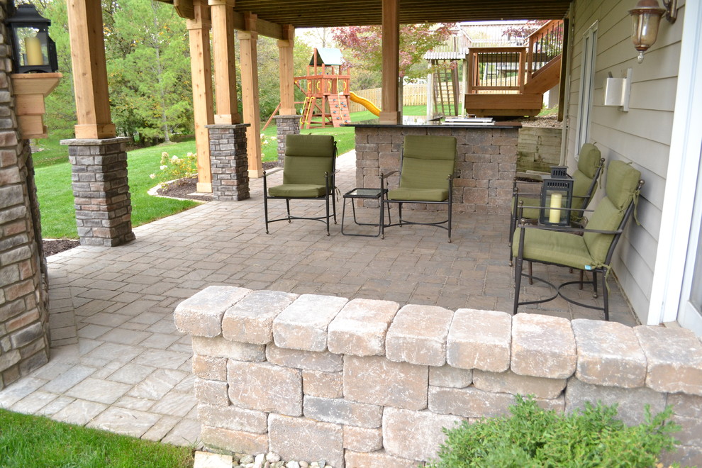 Paver Patio, Bar Top and Seatwall - Traditional - Patio - Other - by ...