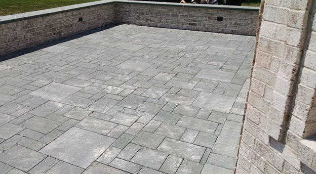 Paver Patio, Walk, Steps, and Sitting Wall Installation - Contemporary ...