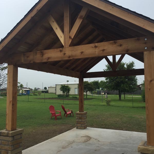 Pavillion With Stone Bottom Pillars & Fireplace - Craftsman - Terrasse ...