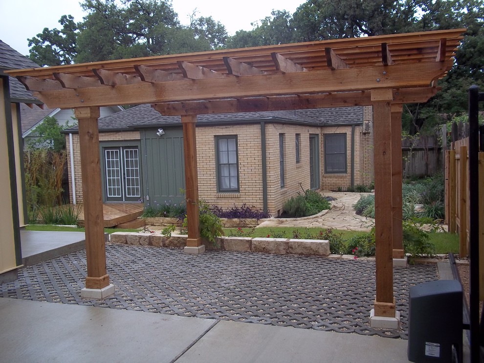 Pergola & turfstone patio - Traditional - Patio - Austin - by Purple ...
