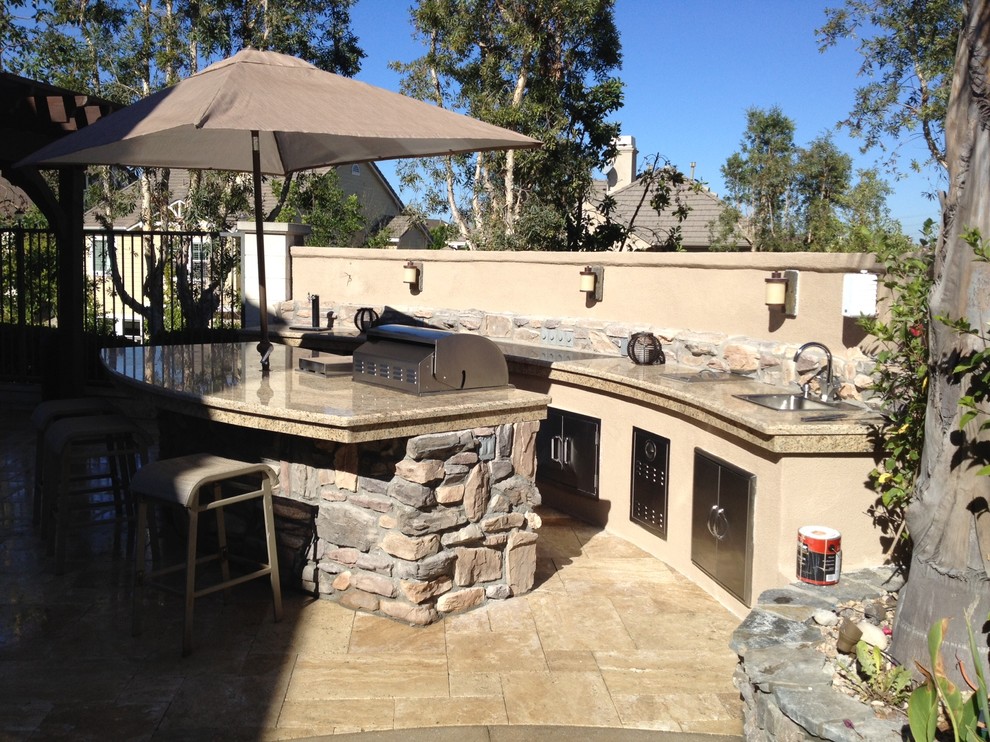 Pool, Spa, BBQ & Seating Area Remodel - Traditional - Patio - Orange ...