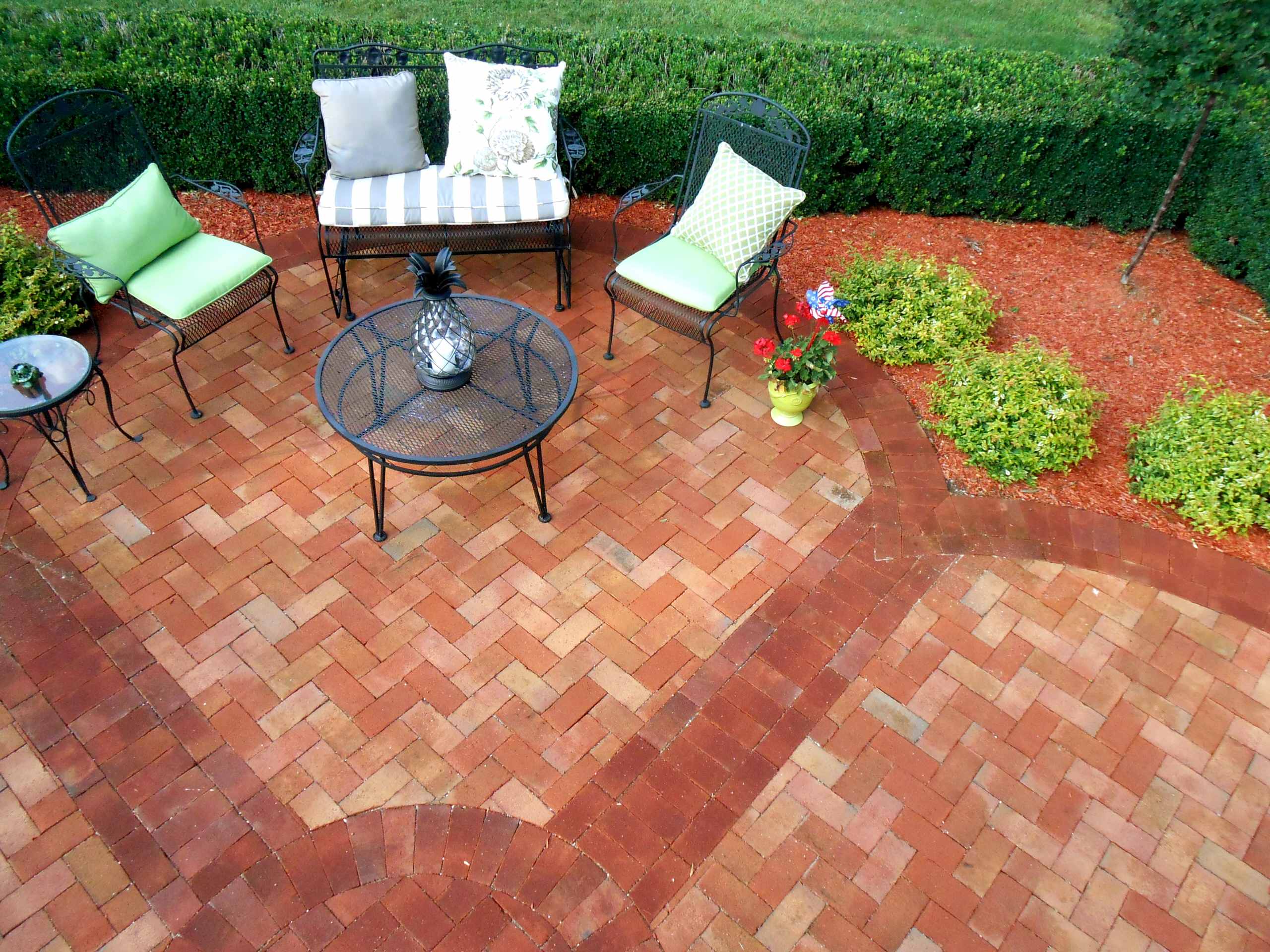 Red Brick Paver Patio Landscaping Ideas Stained Concrete Pavers: