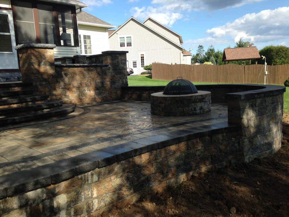 Raised Patios, Fire Pit, Outdoor Kitchen - Contemporary - Patio - New ...