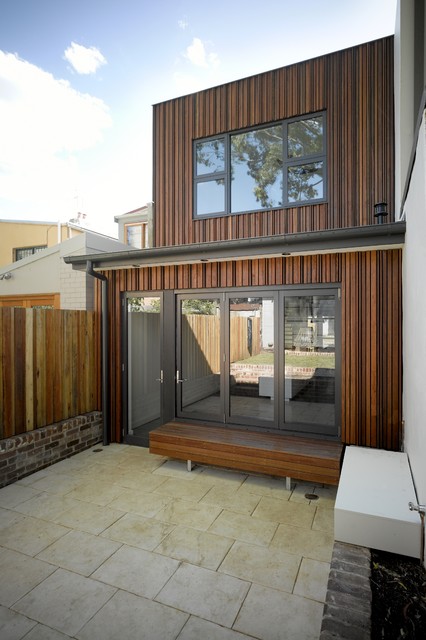 Rear Exterior with Timber Slat Cladding - Contemporary - Patio - Sydney ...