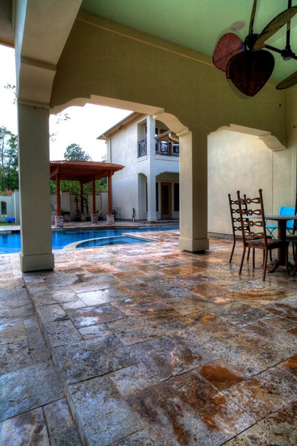 Rectangular Pool 3 - disappearing fountain and pergola - Traditional ...