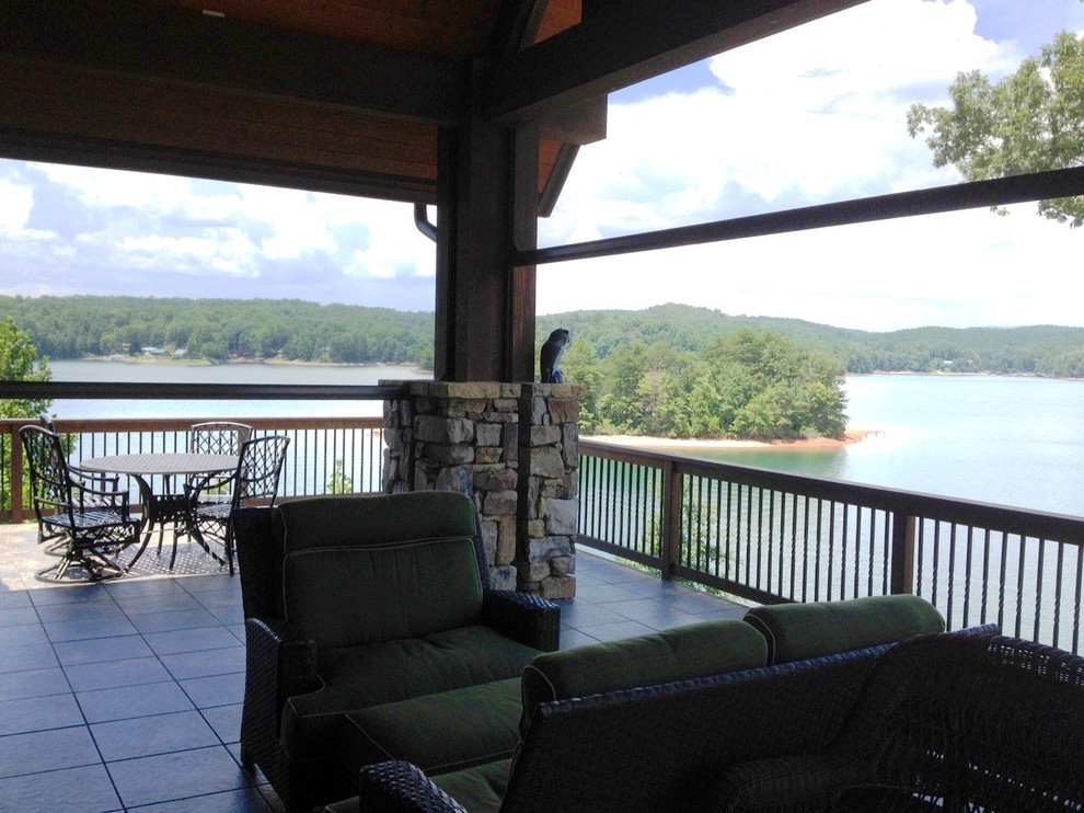 Retractable Screens at Lake House with folding wall - Traditional ...