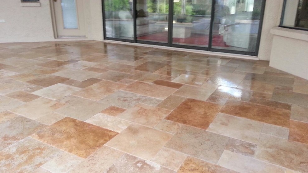 Roman Blend Walnut Travertine Pavers - Mediterranean - Patio - Tampa ...