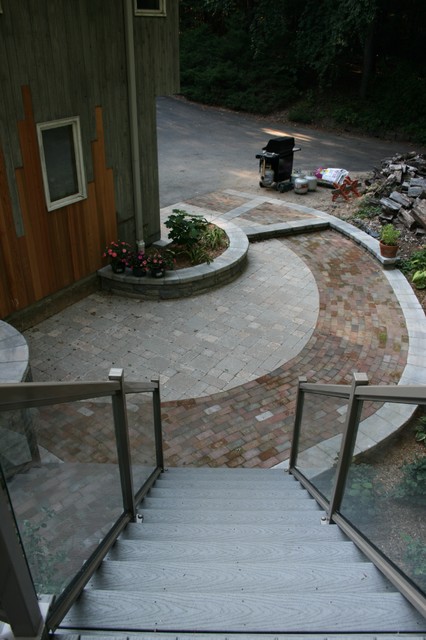 Semi-Circular Paver Patio with Planter - Rustic - Patio - New York - by ...