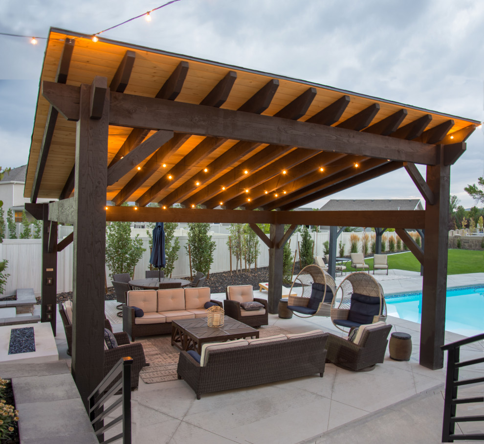 Sloped Shed Roof 2-Tone Pavilion Kit w/Integrated Power Post - Patio ...