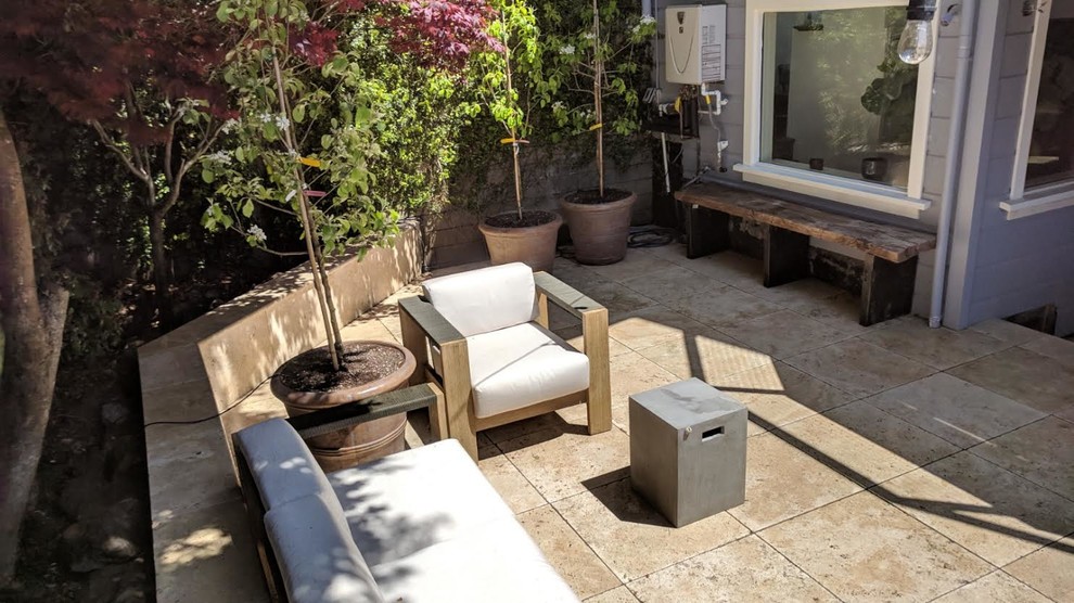 Split Level Travertine Patio and Ipe Deck with Cable Railing - Asian ...