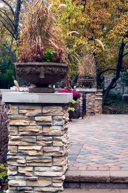 Stacked Stone Pillars - Eclectic - Courtyard - Chicago - by Krugel ...