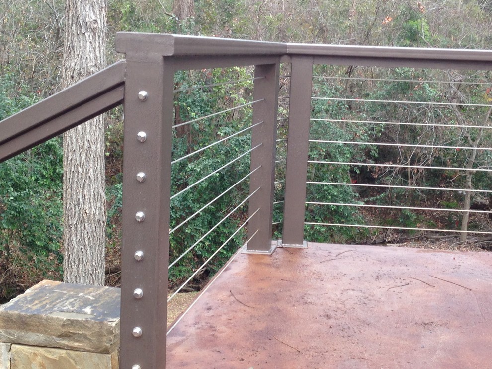 Stainless Steel Wire Railing on Welded Steel Posts - Patio - Austin ...