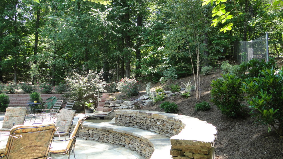 Stone Bench Wall - Patio - Birmingham - by Nature One Landscape Design ...