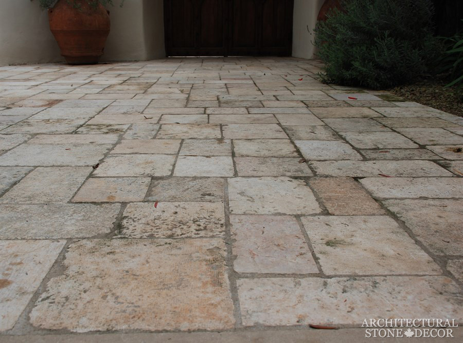 Stone Floor – Antique, Reclaimed Limestone ‘Dalle de Bourgogne’ pavers ...