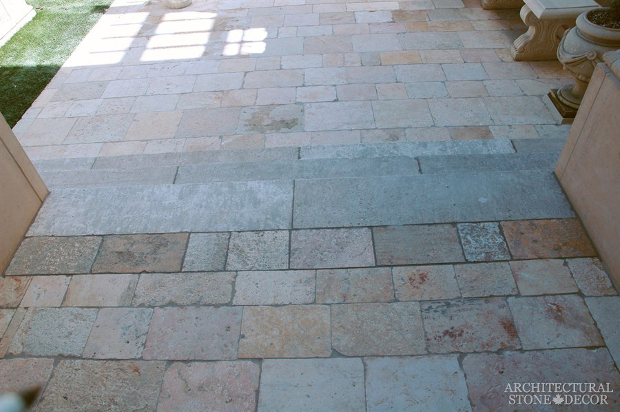 Stone Floor – Antique, Reclaimed Limestone ‘Dalle de Bourgogne’ pavers ...
