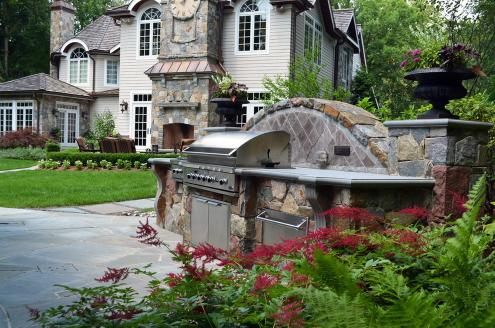 Stone Outdoor Kitchen Design - NJ Landscape Architecture - Traditional ...