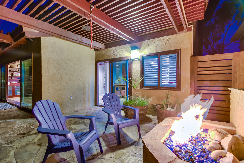 Stone Patio and Fire Pit - Beach Style - Patio - San Diego - by SD ...