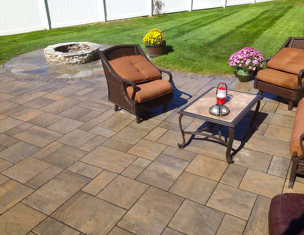 stone patio paver patio firepit - Rustic - Patio - Boston - by Stillman ...